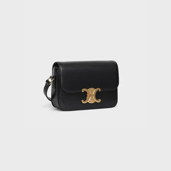 Celine Teen Triomphe Bag In Shiny Calfskin - Black