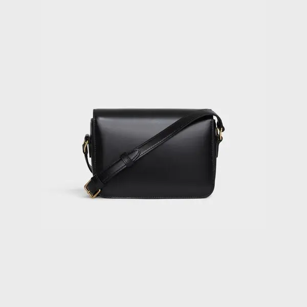 Celine Teen Triomphe Bag In Shiny Calfskin - Black