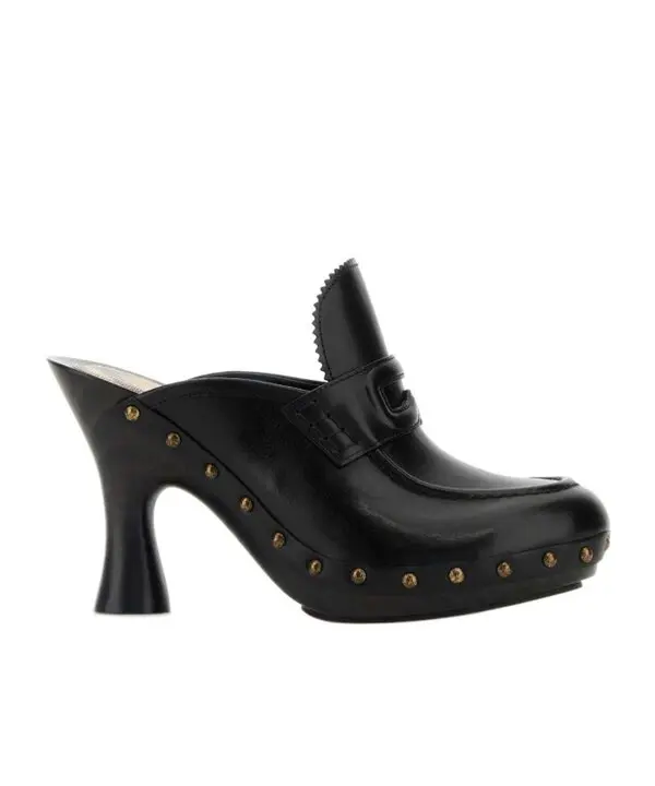 Burberry Potter Stud Embellished Mules - Black