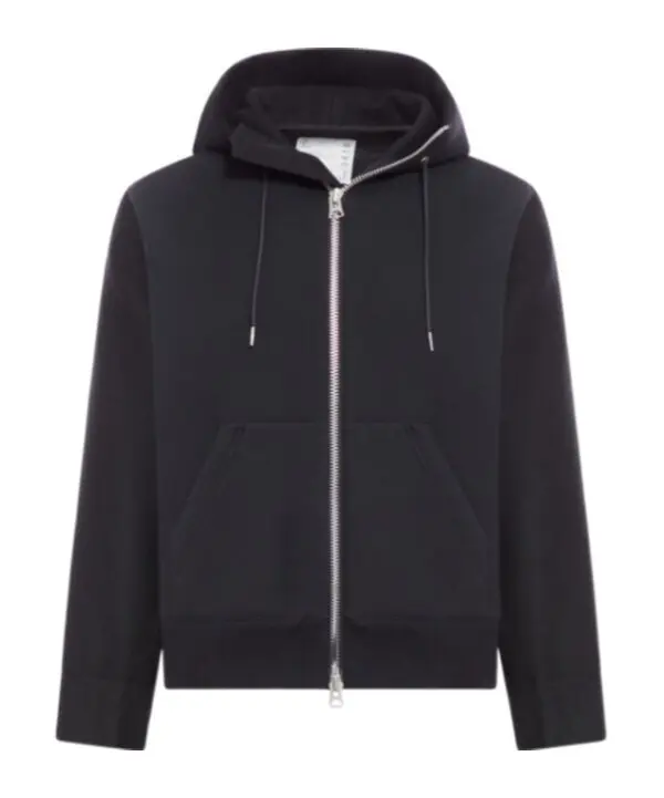 Sacai Long-sleeved Hooded Zip-up Sweater