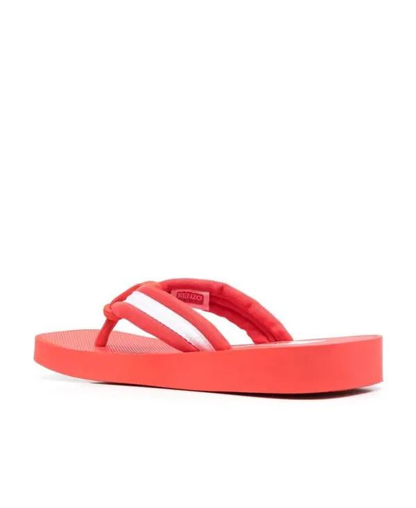 Kenzo Logo Patch Striped Slip-on Flip Flops - Orange