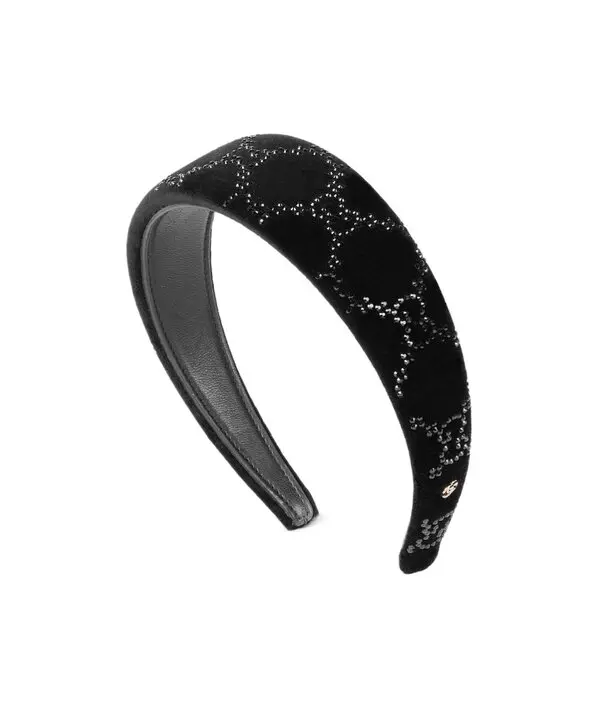 Gucci Soft Velvet Headband With Crystals