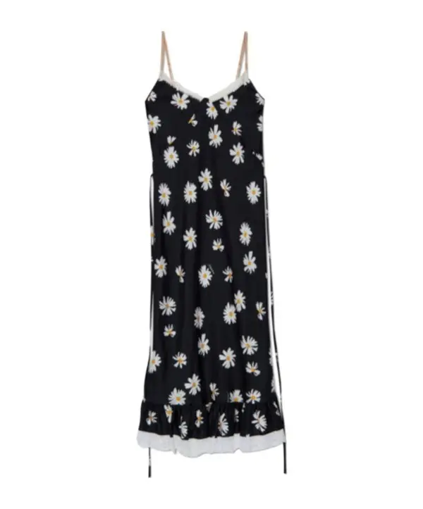 Moschino Daisy Print Spaghetti Strap Midi Dress