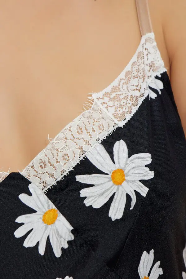 Moschino Daisy Print Spaghetti Strap Midi Dress