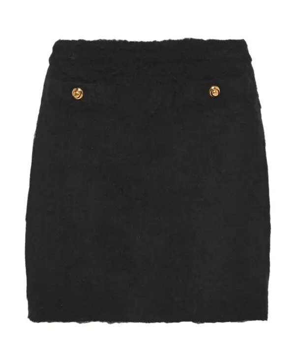 Miu Miu High-rise Bouclé Skirt With Embroidered Logo And Front Pockets