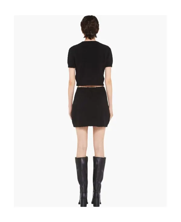 Miu Miu High-rise Bouclé Skirt With Embroidered Logo And Front Pockets