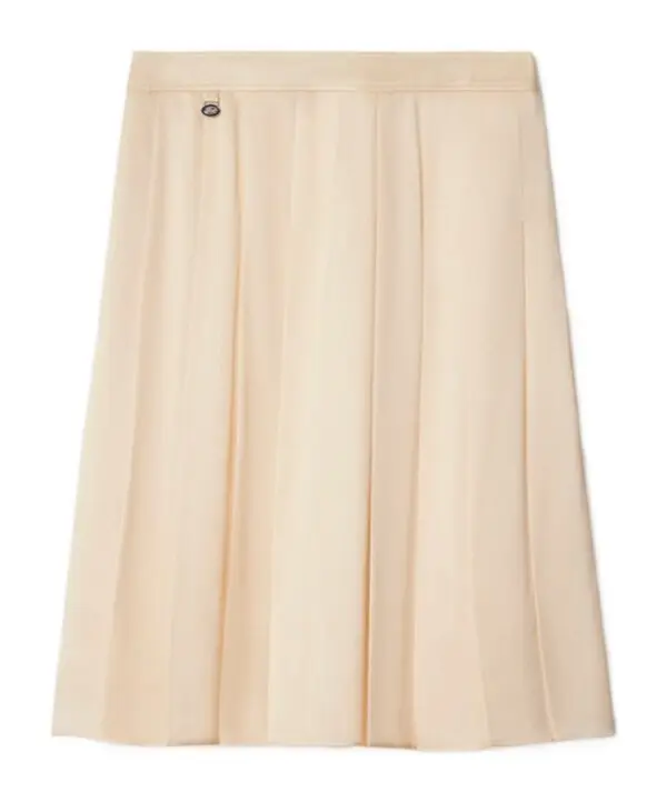 Burberry Pleated Midi Skirt With Logo Charm - Pelican
