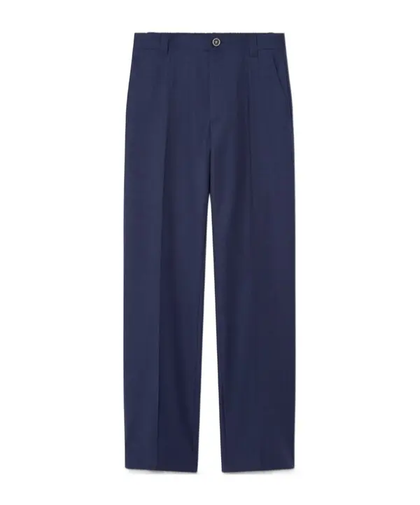 Versace Pleated Tailored Trousers With Medusa Trim - Blue