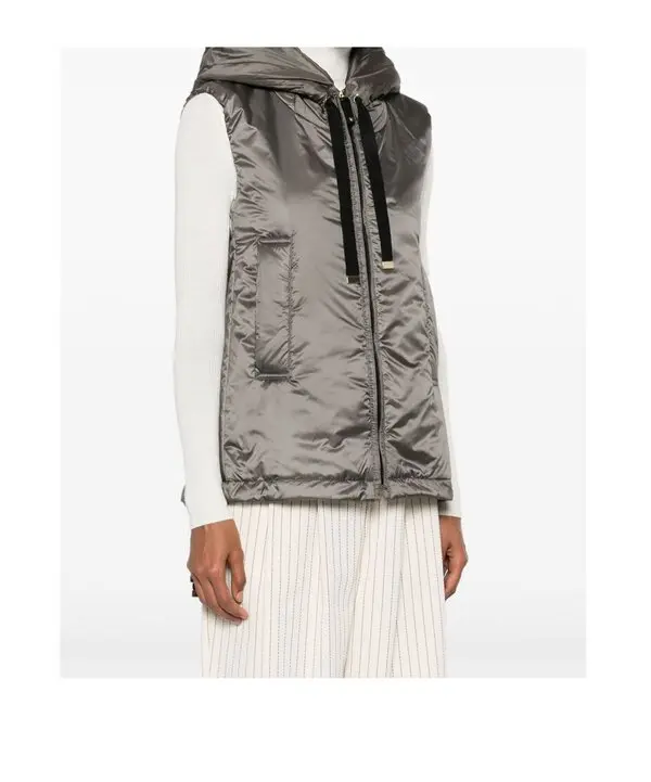 Max Mara Greengo Zip-up Drawstring Gilet - Gray