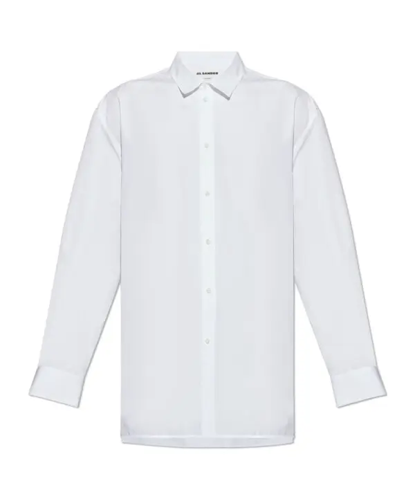JIL SANDER Logo Embroidered Straight-hem Shirt - White