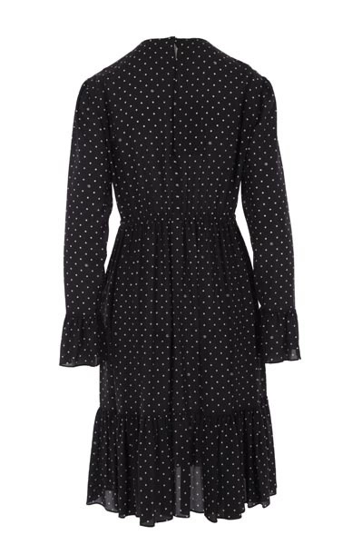 Gucci Polka Dot Long Sleeve Midi Dress With Ruffle Details