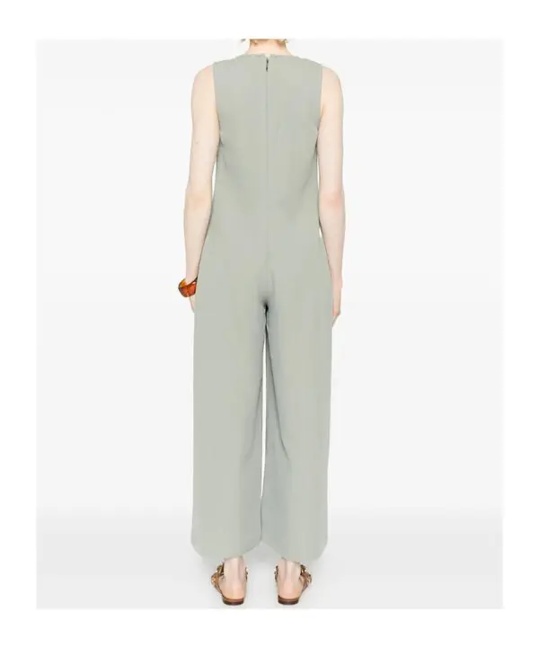 Calvin Klein Sleeveless V-neck Wide-leg Jumpsuit - Gray