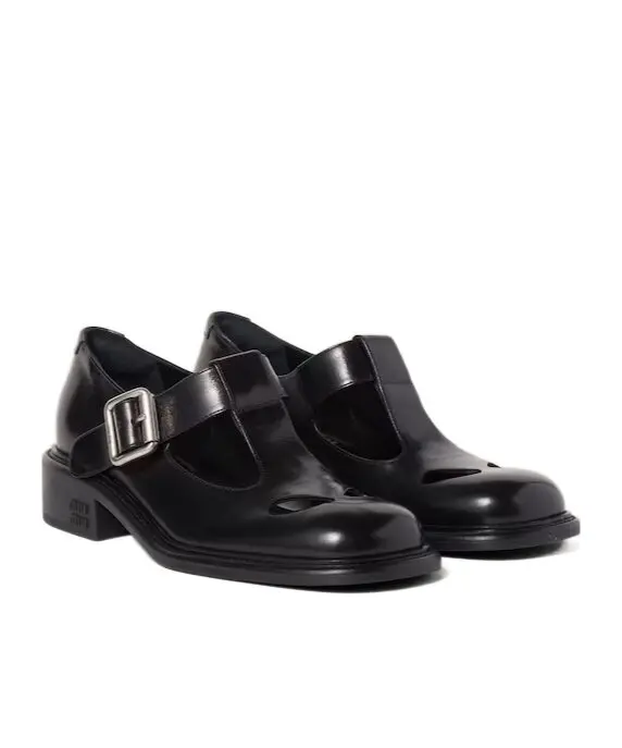 Miu Miu Leather Mary Jane T-bar Shoes