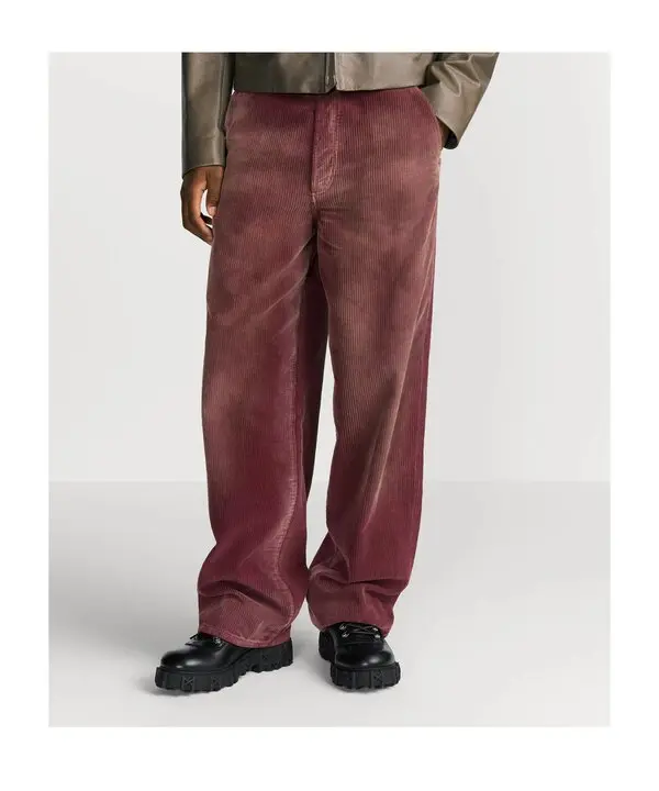 Dior Burgundy Corduroy Wide-leg Trousers