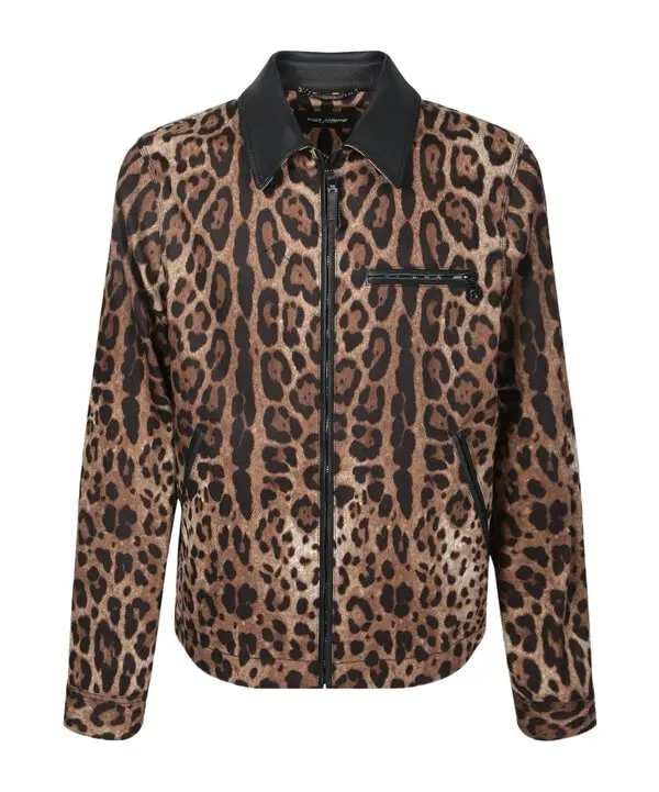 Dolce & Gabbana Leopard Print Bomber Jacket - Animalier Brown