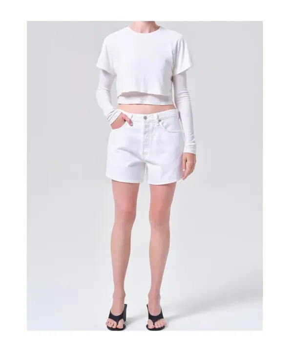 AGOLDE Leith Vintage Fit Denim Shorts - Marshmallow