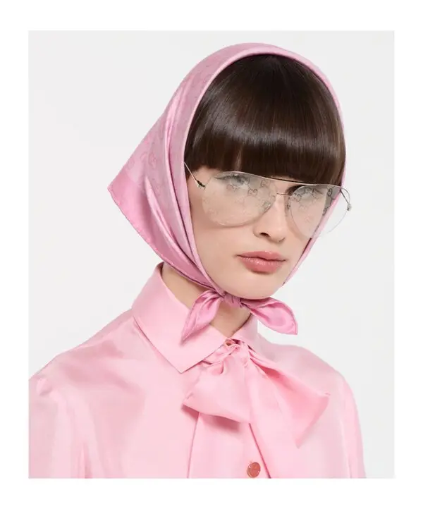 Gucci Printed Silk Twill Carr - Pink