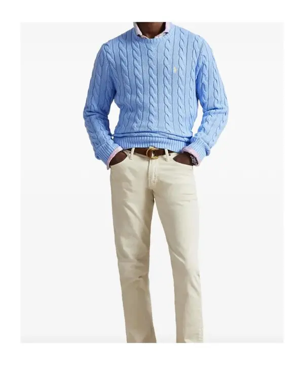 Polo Ralph Lauren Cable-knit Cotton Crewneck Sweater - Blue