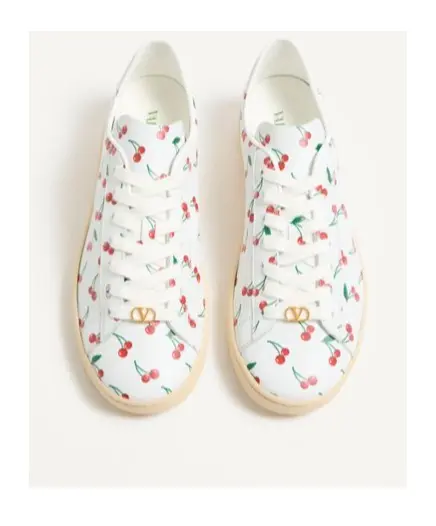 Valentino Garavani Printed Lace-up Sneakers - White