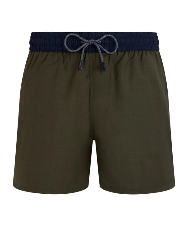 Vilebrequin Contrast Waistband Drawstring Swim Shorts - Olive Green