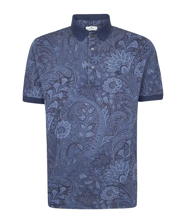Etro Arnica Paisley Short-sleeved Polo Shirt - Blue