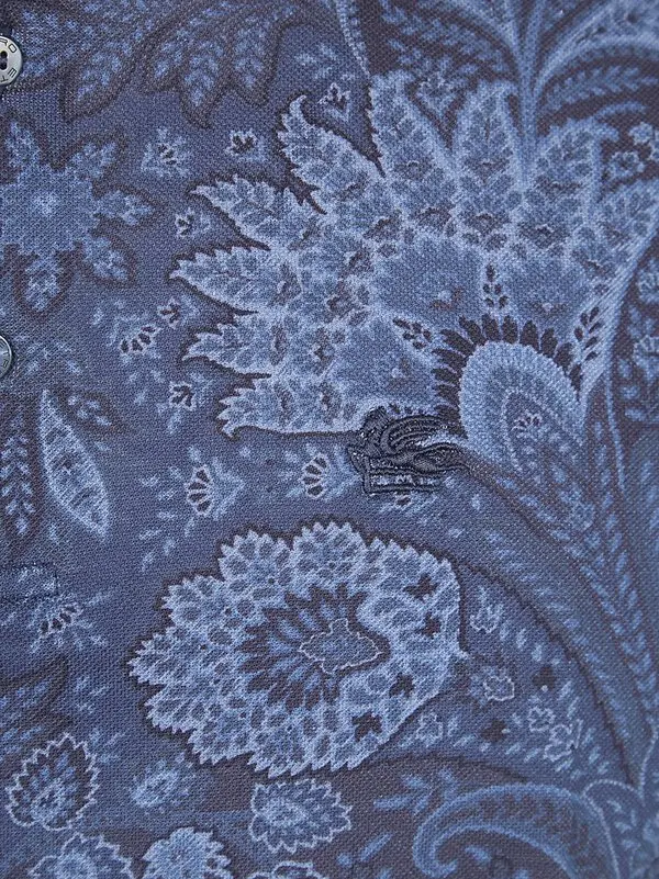 Etro Arnica Paisley Short-sleeved Polo Shirt - Blue