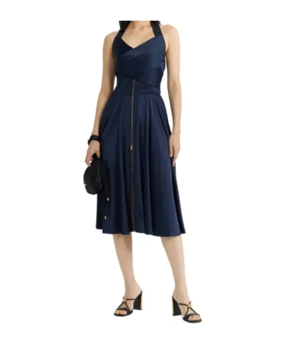 PATOU Pleated Midi Halterneck Dress
