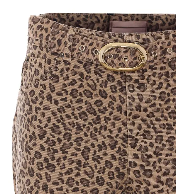 TWINSET Belted Animal Print Shorts - Nude