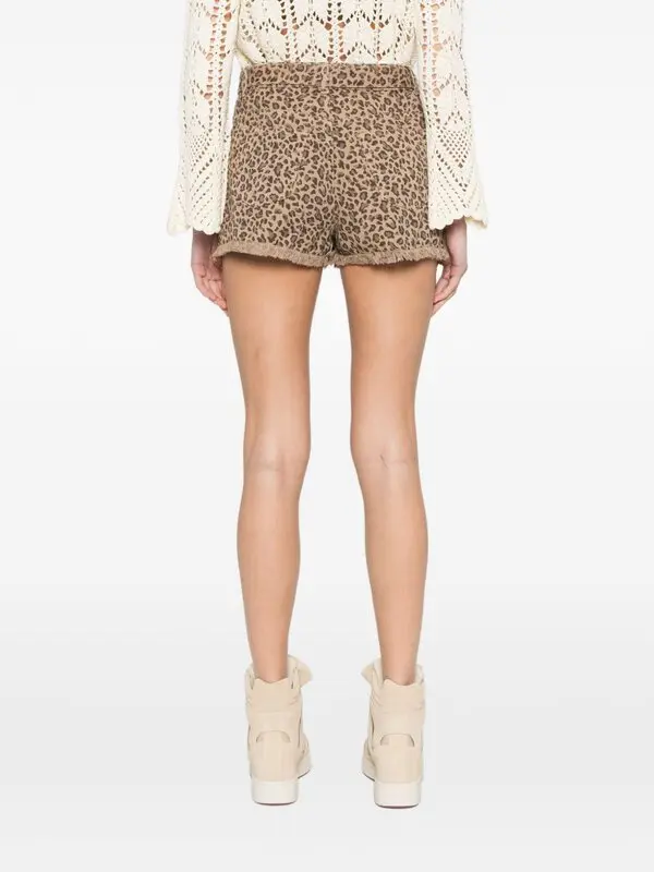TWINSET Belted Animal Print Shorts - Nude