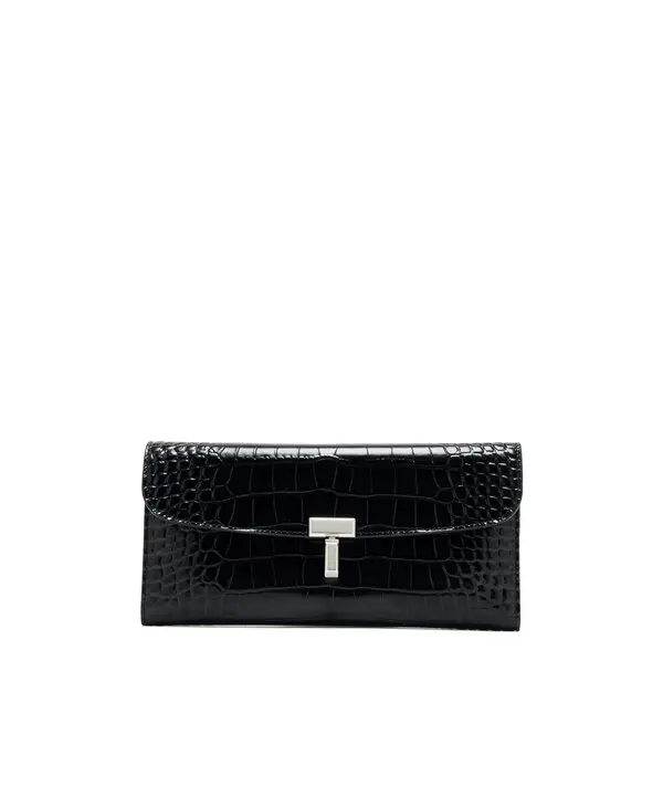 TOTEME T-lock Embossed Wallet - Black