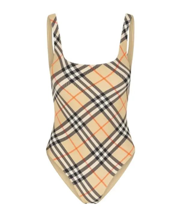 Burberry Checked One-piece Swimsuit - Nude