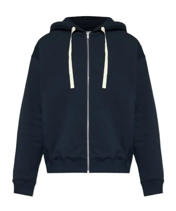 JIL SANDER Logo Zip-up Hoodie - Black