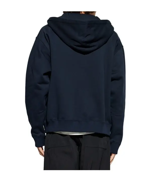 JIL SANDER Logo Zip-up Hoodie - Black