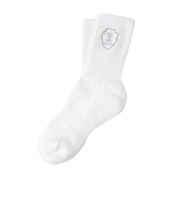 Brunello Cucinelli Ribbed Ankle Socks With Logo Emblem - White
