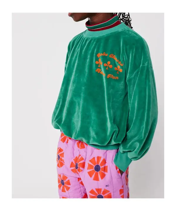 BOBO CHOSES Velour Crewneck Sweatshirt