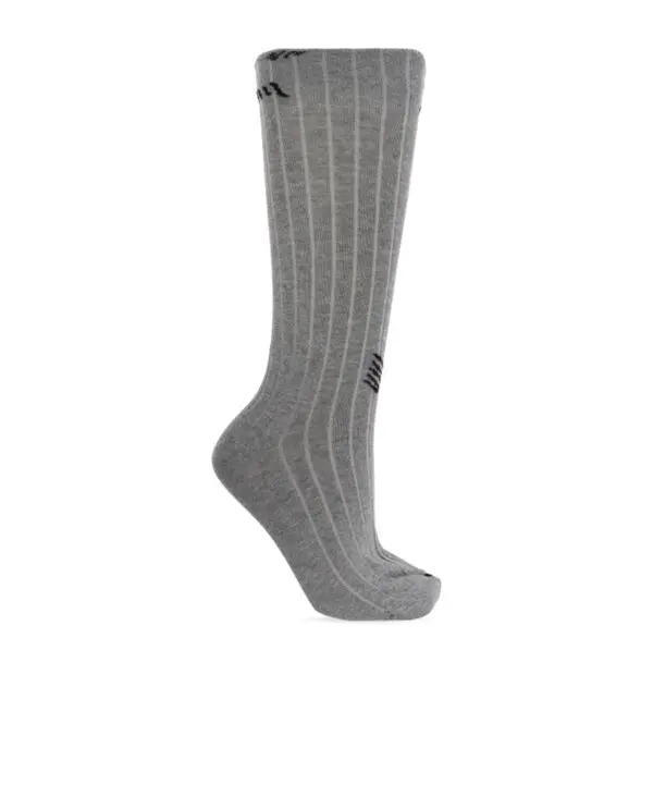 Marni Ribbed Logo Knee High Socks - Grey
