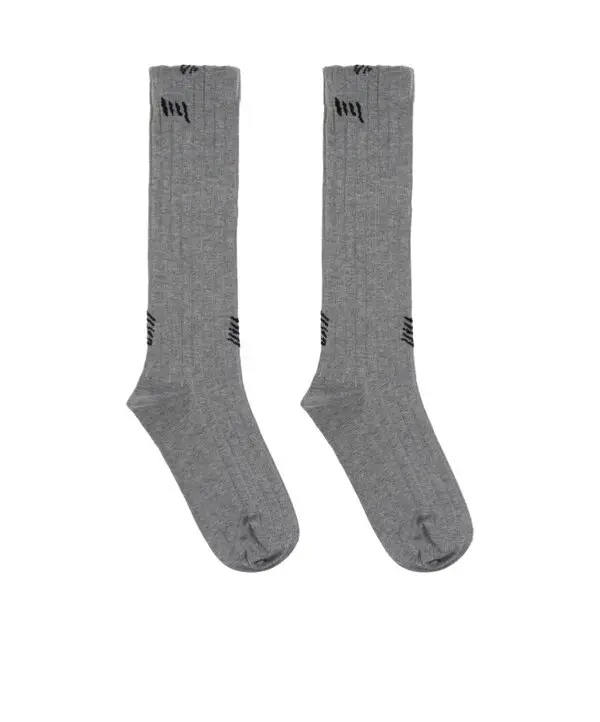 Marni Ribbed Logo Knee High Socks - Grey