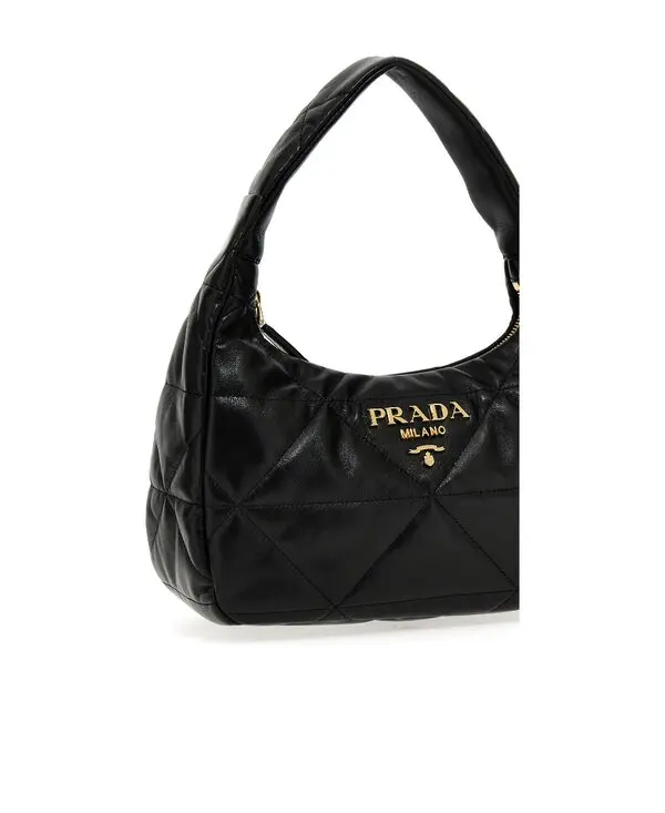 Prada Quilted Logo Plaque Shoulder Bag