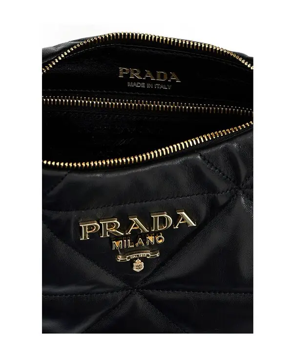 Prada Quilted Logo Plaque Shoulder Bag