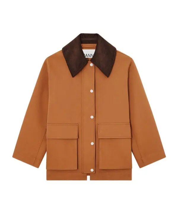 GANNI Jacket In Twill - Brown