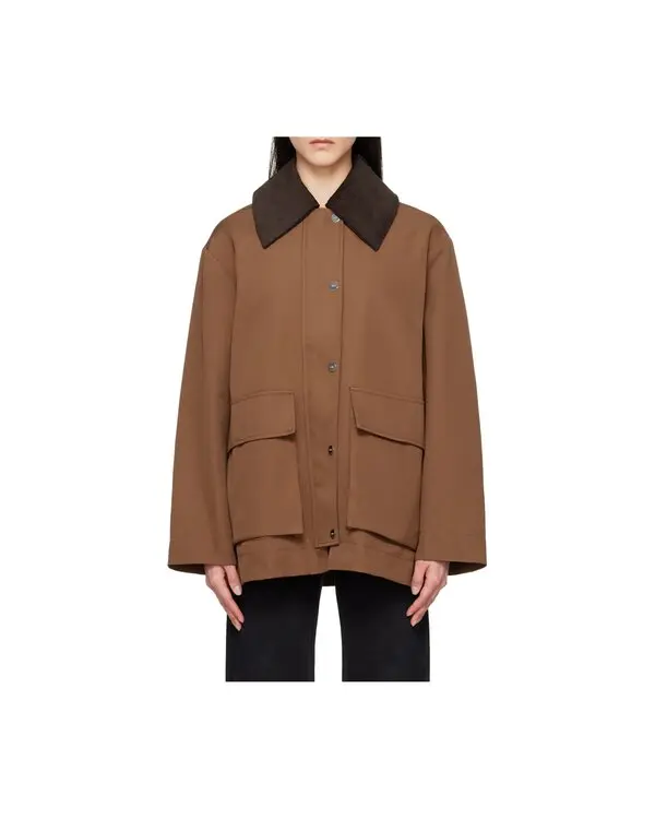 GANNI Jacket In Twill - Brown