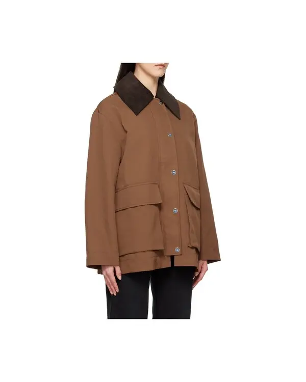 GANNI Jacket In Twill - Brown