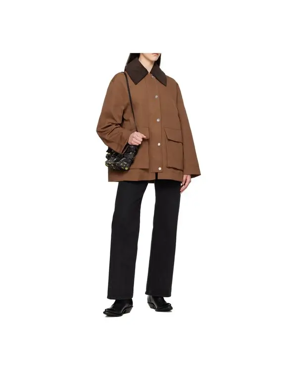 GANNI Jacket In Twill - Brown