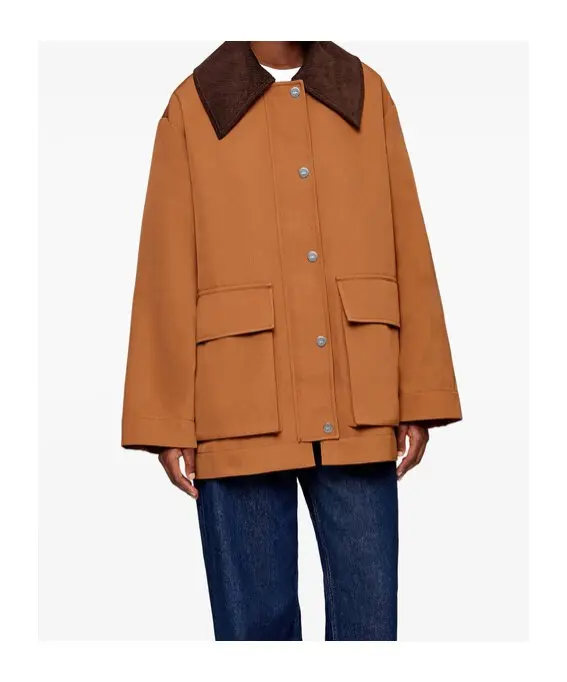 GANNI Jacket In Twill - Brown