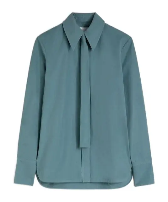 JIL SANDER Tie-detail Cotton Shirt - Blue