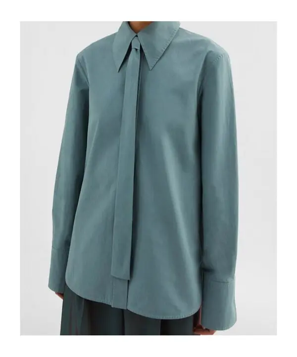 JIL SANDER Tie-detail Cotton Shirt - Blue