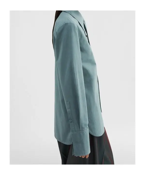JIL SANDER Tie-detail Cotton Shirt - Blue
