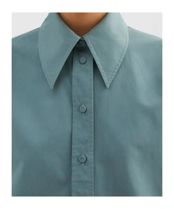 JIL SANDER Tie-detail Cotton Shirt - Blue