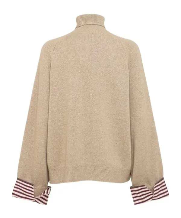 Brunello Cucinelli Cashmere Ribbed Turtleneck Sweater With Detachable Cuffs