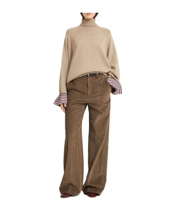 Brunello Cucinelli Cashmere Ribbed Turtleneck Sweater With Detachable Cuffs